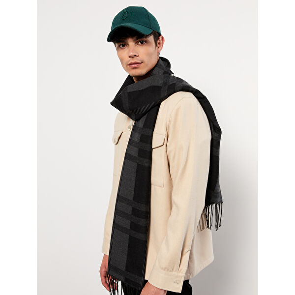 Ekose Desenli Püsküllü Erkek Atkı Ekose Desenli Püsküllü Erkek Atkı