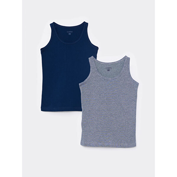 Bisiklet Yaka Pamuklu Erkek Çocuk Atlet 2'li