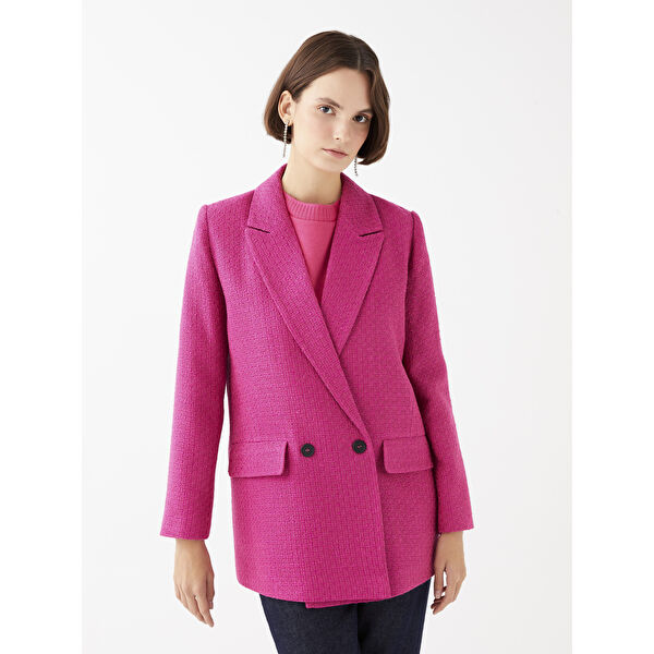 Kendinden Desenli Uzun Kollu Kadın Ceket