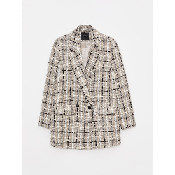 Ekose Uzun Kollu Tüvit Kadın Blazer Ceket Ekose Uzun Kollu Tüvit Kadın Blazer Ceket