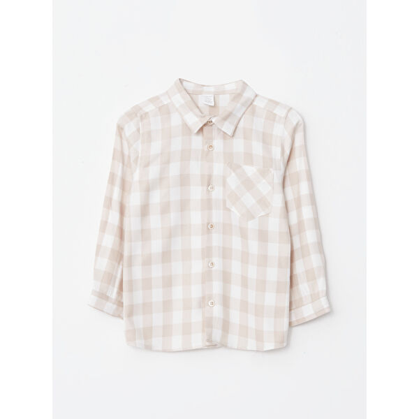 Uzun Kollu Ekose Desenli Erkek Bebek Gömlek