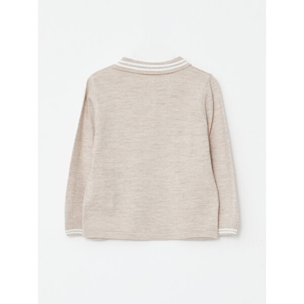 Polo Yaka Uzun Kollu Çizgili Erkek Bebek Triko Kazak