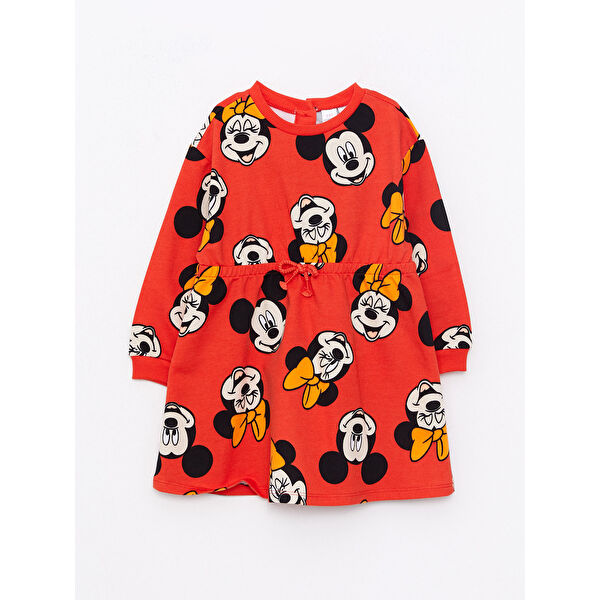 Bisiklet Yaka Uzun Kol Minnie Mouse Baskılı Kız Bebek Elbise Bisiklet Yaka Uzun Kol Minnie Mouse Baskılı Kız Bebek Elbise