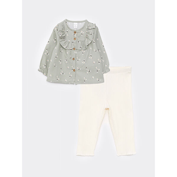 Bisiklet Yaka Uzun Kollu Baskılı Kız Bebek Bluz ve Tayt 2'li Takım Bisiklet Yaka Uzun Kollu Baskılı Kız Bebek Bluz ve Tayt 2'li Takım