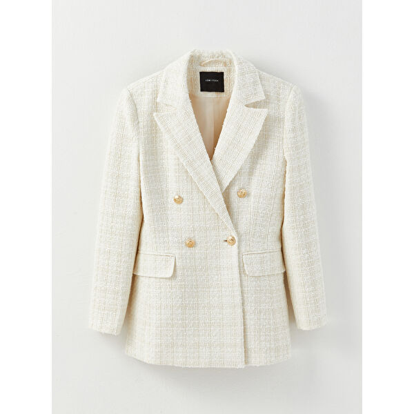 Kendinden Desenli Uzun Kollu Kadın Blazer Ceket