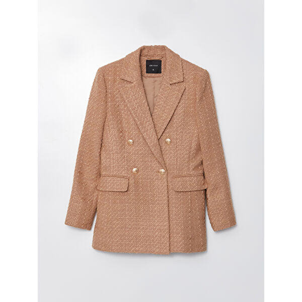 Kendinden Desenli Uzun Kollu Kadın Blazer Ceket