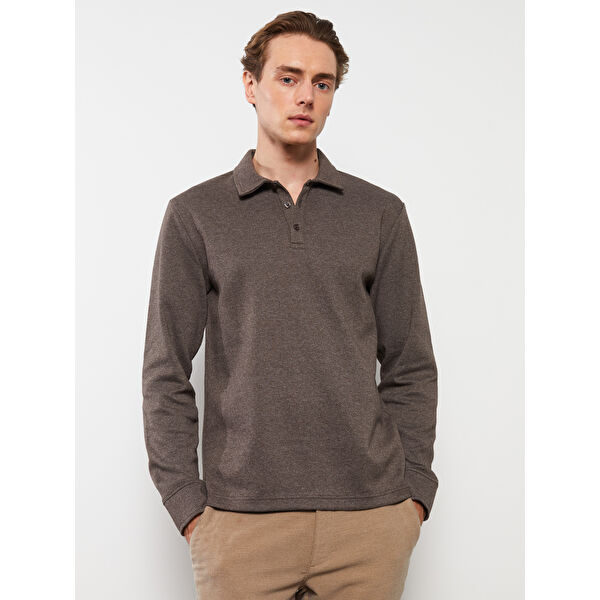 Polo Yaka Uzun Kollu Erkek Sweatshirt