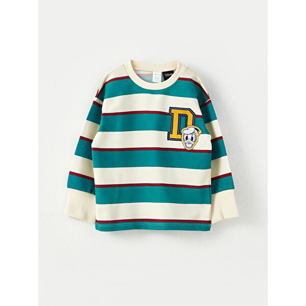 Bisiklet Yaka Uzun Kollu Donald Duck Baskılı Erkek Bebek Sweatshirt Bisiklet Yaka Uzun Kollu Donald Duck Baskılı Erkek Bebek Sweatshirt