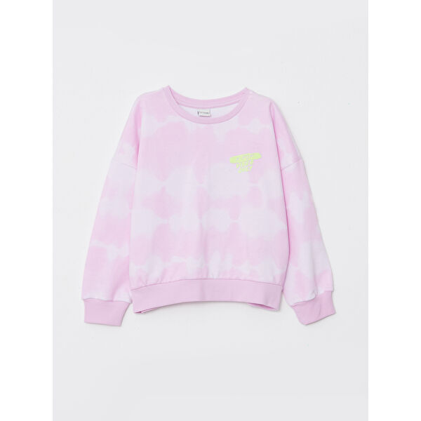 Bisiklet Yaka Baskılı Uzun Kollu Kız Çocuk Sweatshirt