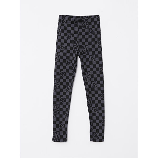 Beli Lastikli Desenli Kız Çocuk Uzun Tayt