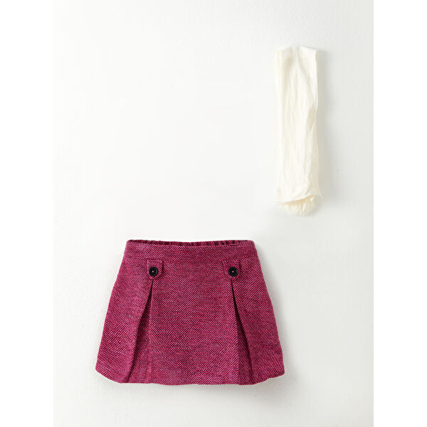 Beli Lastikli Kız Bebek Şort Etek ve Külotlu Çorap 2'li Takım Beli Lastikli Kız Bebek Şort Etek ve Külotlu Çorap 2'li Takım