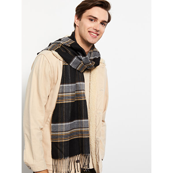 Püskül Detaylı Ekose Erkek Atkı Püskül Detaylı Ekose Erkek Atkı