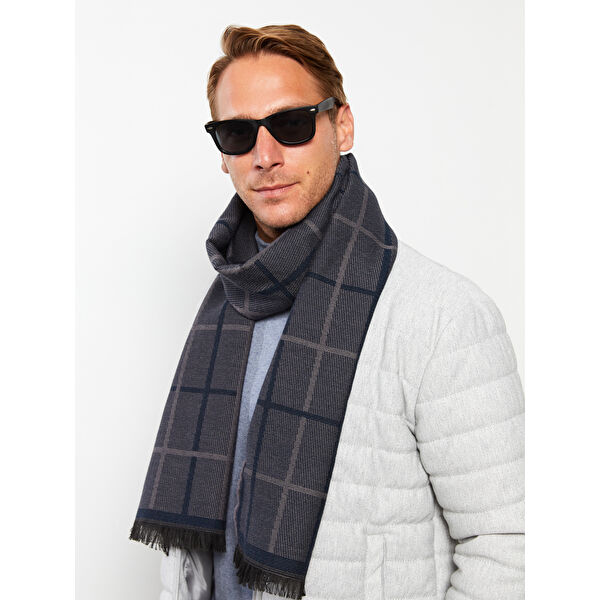 Kısa Püskül Detaylı Çizgili Erkek Atkı