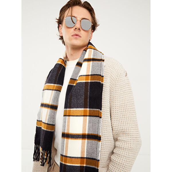 Ekose Desenli Saçaklı Erkek Atkı Ekose Desenli Saçaklı Erkek Atkı