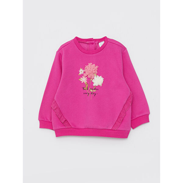 Bisiklet Yaka Uzun Kollu Baskılı Kız Bebek Sweatshirt
