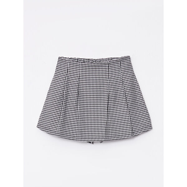 Beli Lastikli Ekose Kız Çocuk Şort Etek