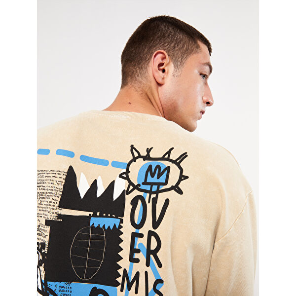 Oversize Bisiklet Yaka Uzun Kollu Baskılı Erkek Sweatshirt Oversize Bisiklet Yaka Uzun Kollu Baskılı Erkek Sweatshirt