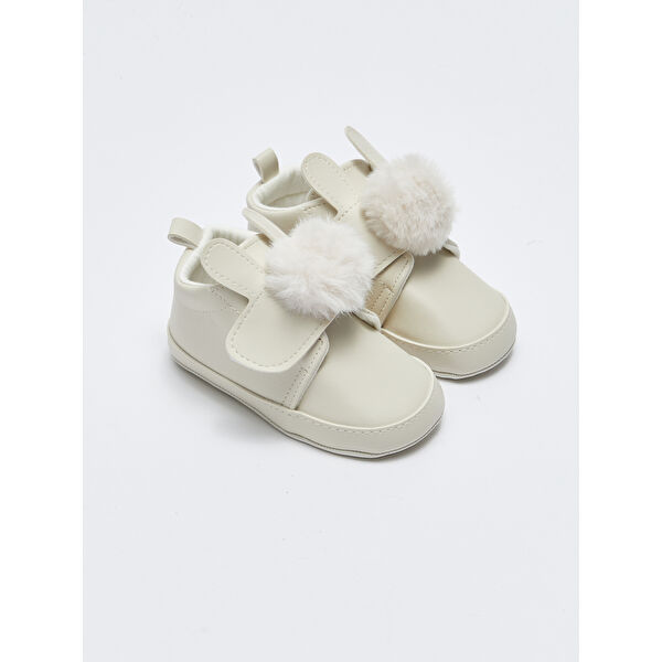 Cırt Cırtlı Ponponlu Kız Bebek Yürüme Öncesi Ayakkabı