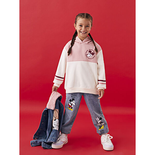 Kapüşonlu Mickey Mouse Baskılı Uzun Kollu Kız Çocuk Sweatshirt Kapüşonlu Mickey Mouse Baskılı Uzun Kollu Kız Çocuk Sweatshirt
