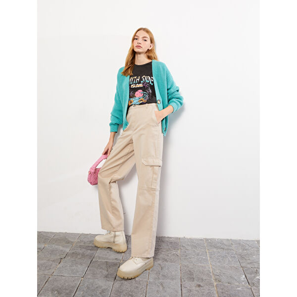 Standart Fit Düz Gabardin Kadın Pantolon