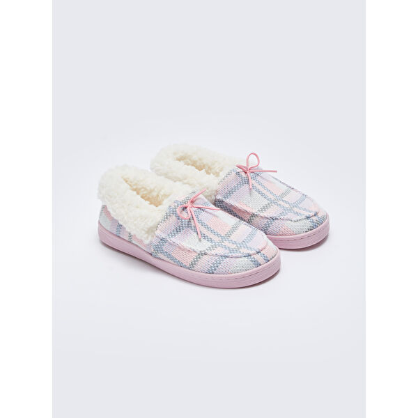 Ekose Desenli Kadın Ev Ayakkabısı