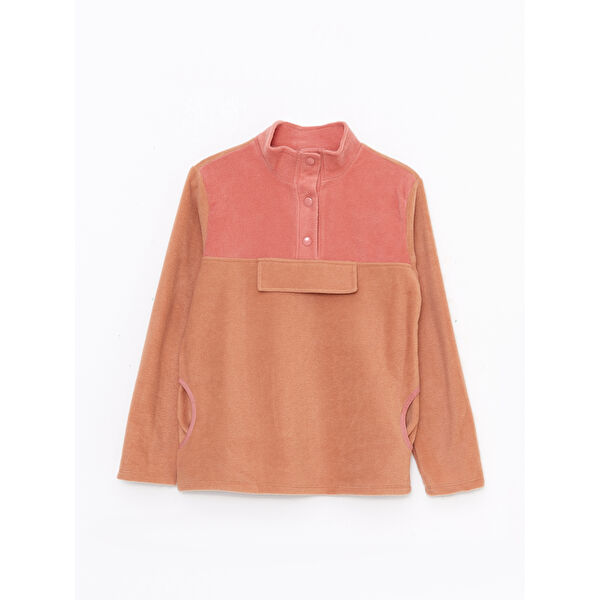 Dik Yaka Basic Uzun Kollu Polar Kız Çocuk Sweatshirt Dik Yaka Basic Uzun Kollu Polar Kız Çocuk Sweatshirt