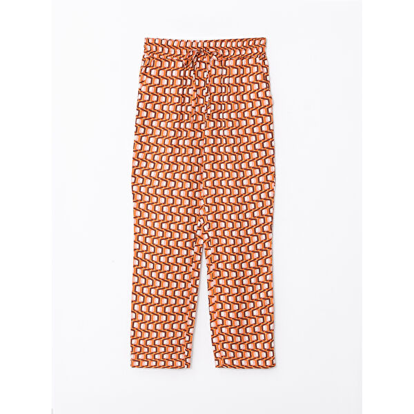 Beli Lastikli Desenli Kadın Pantolon