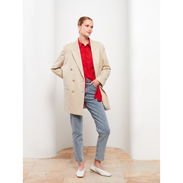 Mom Fit Cep Detaylı Kadın Rodeo Jean Pantolon