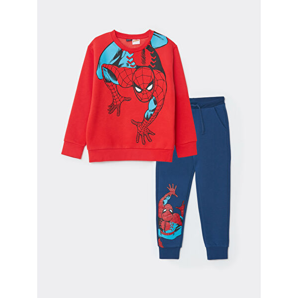 Bisiklet Yaka Spiderman Baskılı Uzun Kollu Erkek Çocuk Sweatshirt ve Eşofman Altı Bisiklet Yaka Spiderman Baskılı Uzun Kollu Erkek Çocuk Sweatshirt ve Eşofman Altı