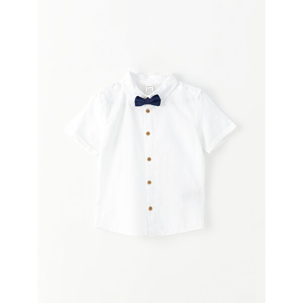 Kısa Kollu Basic Poplin Erkek Bebek Gömlek ve Papyon 2'li Kısa Kollu Basic Poplin Erkek Bebek Gömlek ve Papyon 2'li