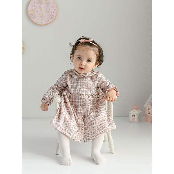 Bebe Yaka Uzun Kollu Ekose Kız Bebek Elbise Bebe Yaka Uzun Kollu Ekose Kız Bebek Elbise