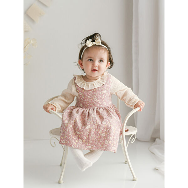 Bisiklet Yaka Kız Bebek Bluz ve Elbise 2'li Takım Bisiklet Yaka Kız Bebek Bluz ve Elbise 2'li Takım