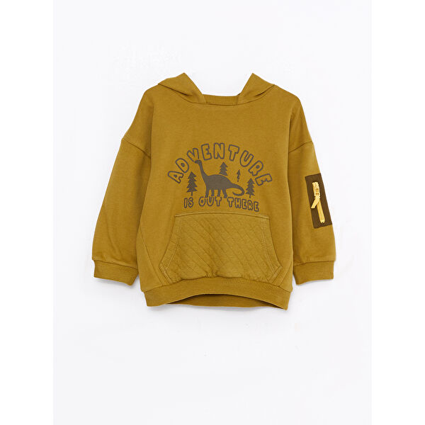 Kapüşonlu Uzun Kollu Baskılı Erkek Bebek Sweatshirt