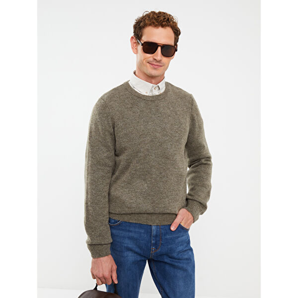 Bisiklet Yaka Uzun Kollu Erkek Triko Kazak