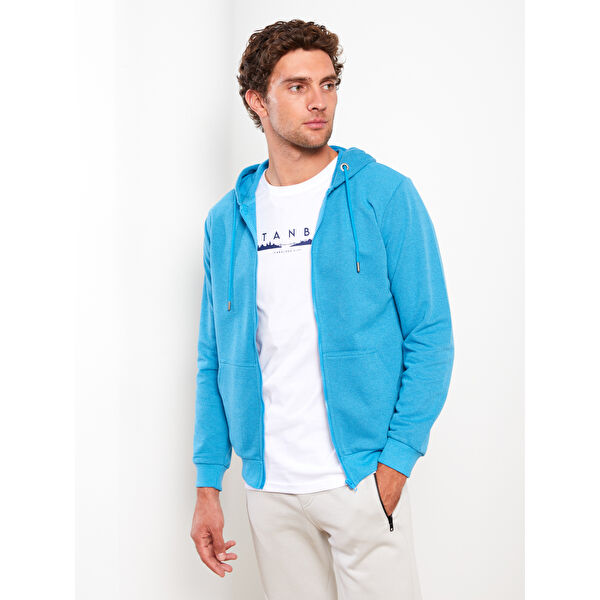 Kapüşonlu Uzun Kollu Erkek Spor Hırka