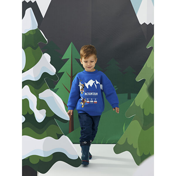 Bisiklet Yaka Uzun Kollu Disney Baskılı Erkek Bebek Sweatshirt Bisiklet Yaka Uzun Kollu Disney Baskılı Erkek Bebek Sweatshirt