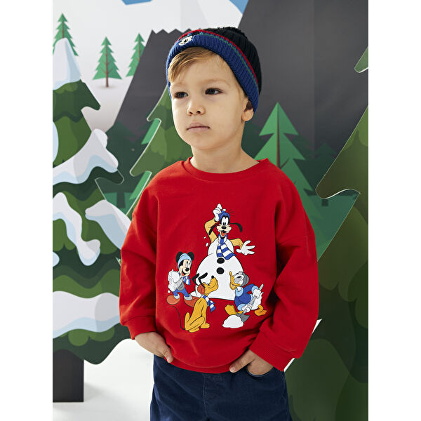 Bisiklet Yaka Uzun Kollu Disney Baskılı Erkek Bebek Sweatshirt Bisiklet Yaka Uzun Kollu Disney Baskılı Erkek Bebek Sweatshirt