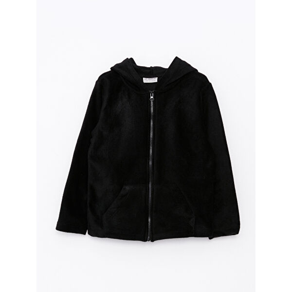 Kapüşonlu Basic Uzun Kollu Kız Çocuk Fermuarlı Sweatshirt Kapüşonlu Basic Uzun Kollu Kız Çocuk Fermuarlı Sweatshirt