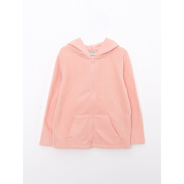 Kapüşonlu Basic Uzun Kollu Kız Çocuk Fermuarlı Sweatshirt