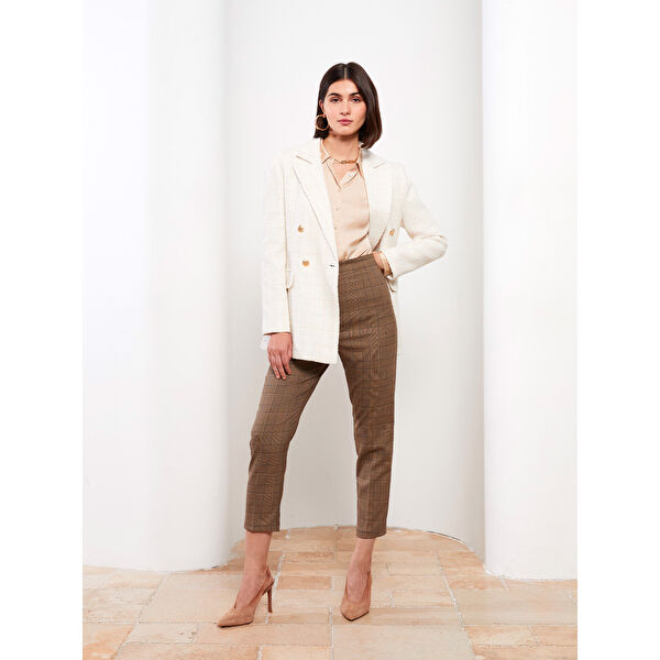 Standart Fit Ekose Kadın Pantolon Standart Fit Ekose Kadın Pantolon