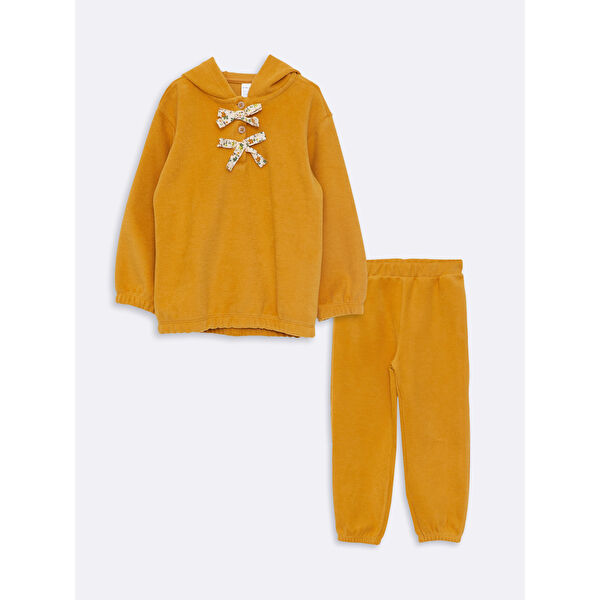 Kapüşonlu Uzun Kollu Basic Kız Bebek Sweatshirt ve Eşofman Alt 2'li Takım Kapüşonlu Uzun Kollu Basic Kız Bebek Sweatshirt ve Eşofman Alt 2'li Takım