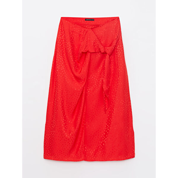 Beli Fermuarlı Desenli Saten Kadın Etek Beli Fermuarlı Desenli Saten Kadın Etek