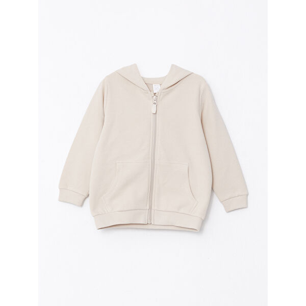 Kapüşonlu Uzun Kollu Erkek Bebek Fermuarlı Sweatshirt