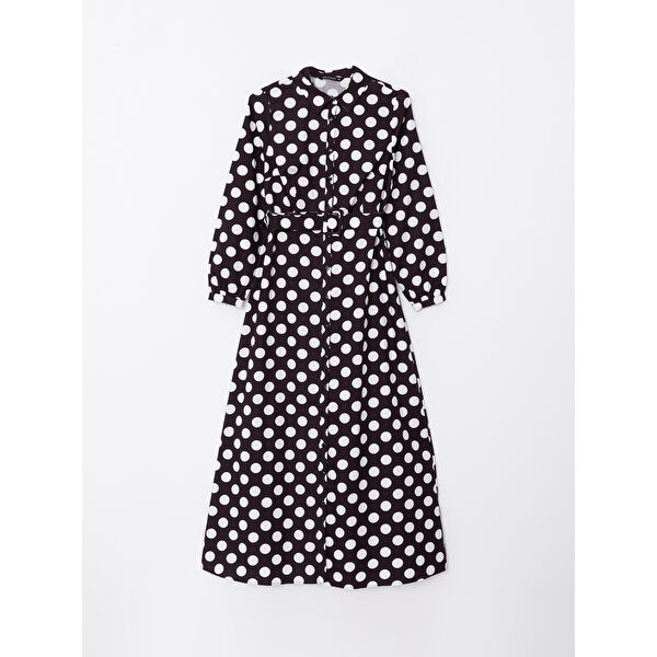 Gömlek Yaka Puantiyeli Uzun Kollu Poplin Kadın Elbise Gömlek Yaka Puantiyeli Uzun Kollu Poplin Kadın Elbise