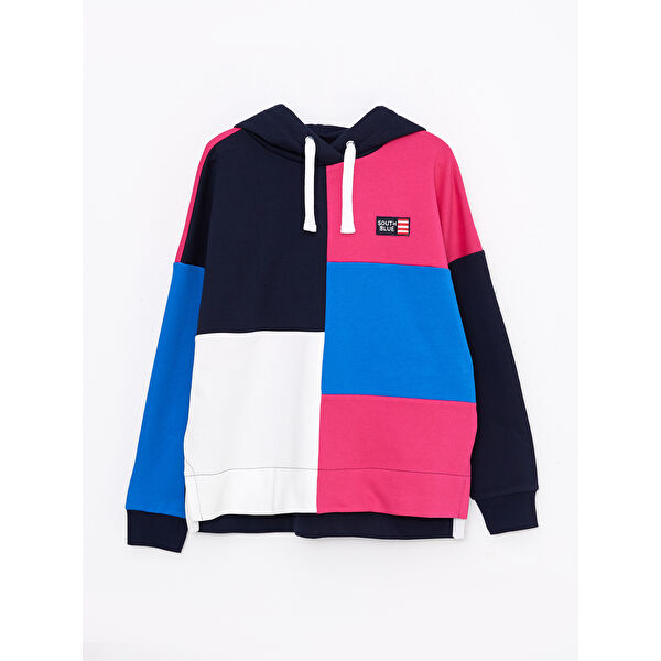 Kapüşonlu Renk Bloklu Uzun Kollu Kadın Sweatshirt Kapüşonlu Renk Bloklu Uzun Kollu Kadın Sweatshirt