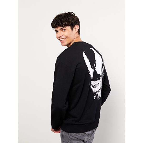 Bisiklet Yaka Uzun Kollu Venom Baskılı Erkek Sweatshirt