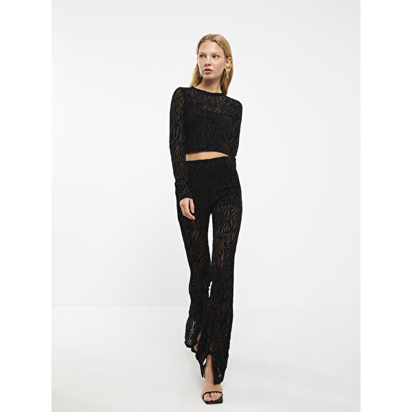 İspanyol Paça Desenli Kadın Pantolon