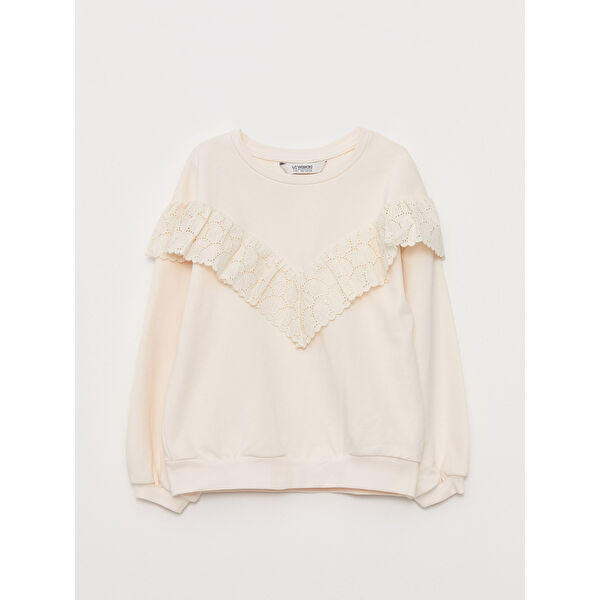 Bisiklet Yaka Fisto Detaylı Uzun Kollu Kız Çocuk Sweatshirt