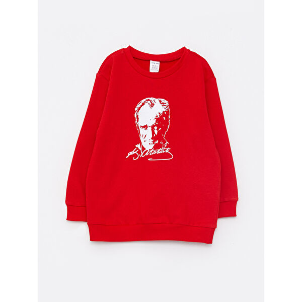 Bisiklet Yaka Uzun Kollu Atatürk Baskılı Erkek Bebek Sweatshirt Bisiklet Yaka Uzun Kollu Atatürk Baskılı Erkek Bebek Sweatshirt