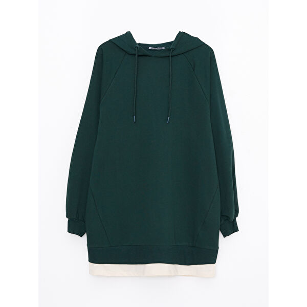 Kapüşonlu Düz Uzun Kollu Oversize Kadın Tunik